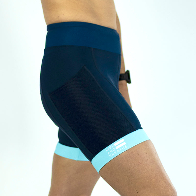 Women's Triathlon Shorts | Blue | Pockets, Quick Dry, High Waisted ...
