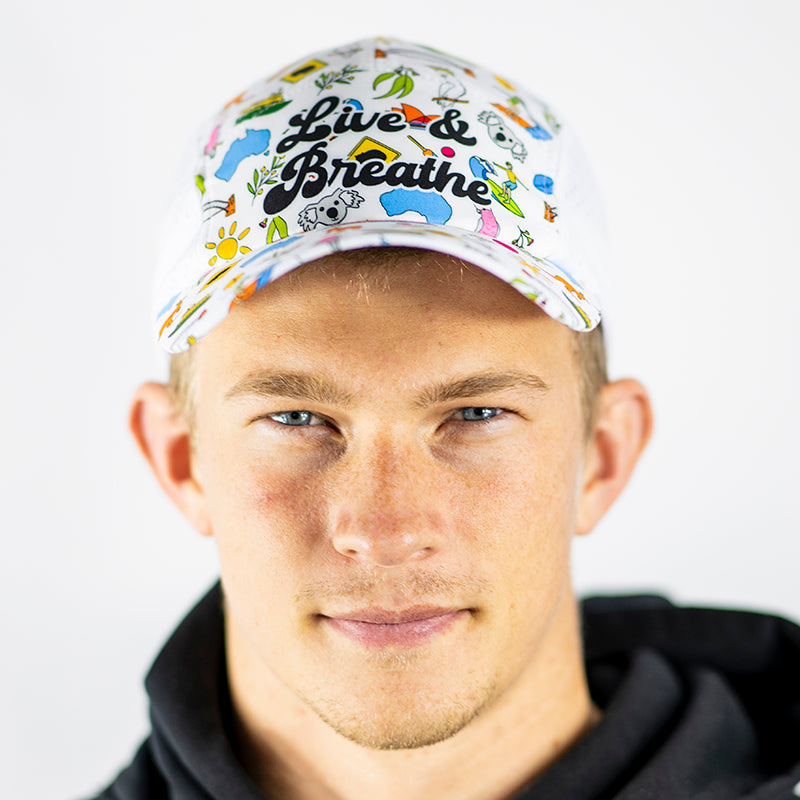 Lightweight Running Hat | White | Aussie Print