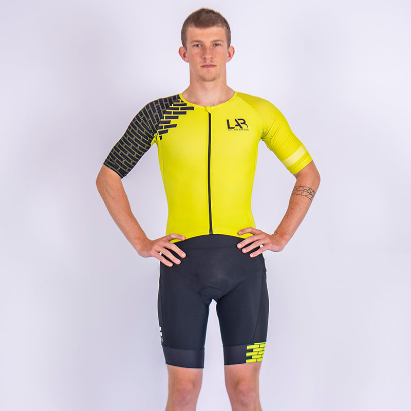 Yellow Triathlon Sleeved Tri Suit Mens | LAB